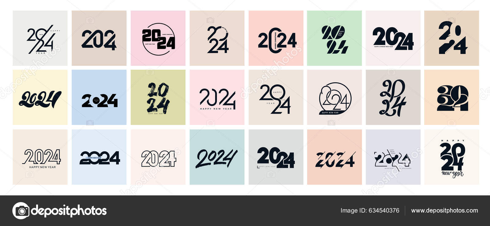 Big Set 2024 Number Design Template 2024 Happy New Year Stock Vector od ...