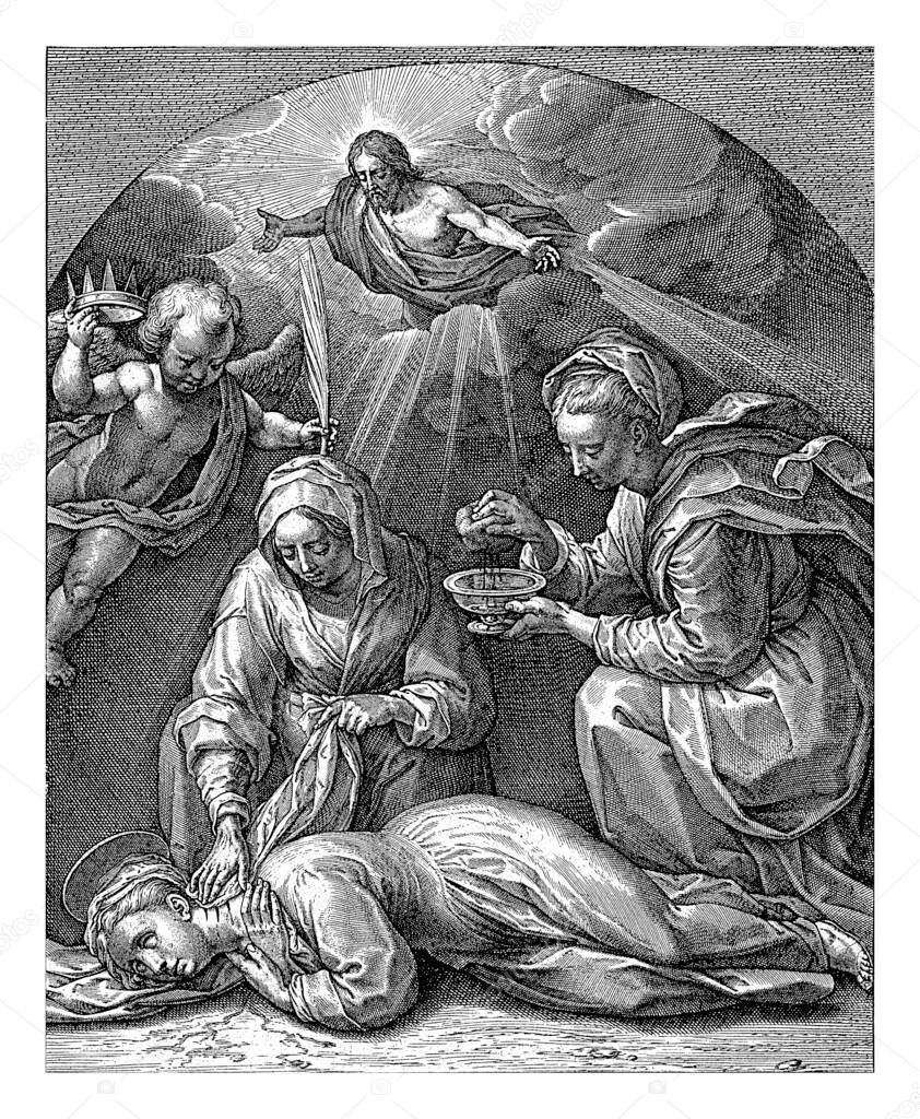 Muerte de Santa Cecilia, Jerónimo Wierix, después de Francesco Vanni ...