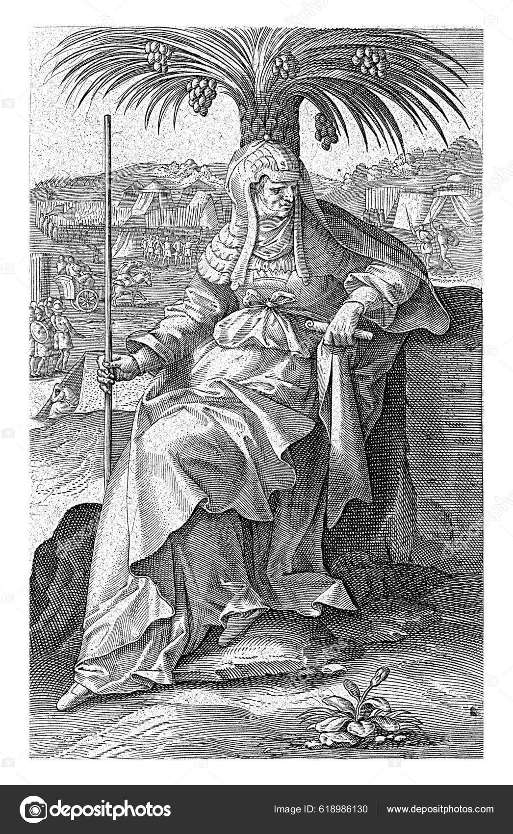 Foreground Prophetess Deborah One Judges Israel Palm Tree Background ...