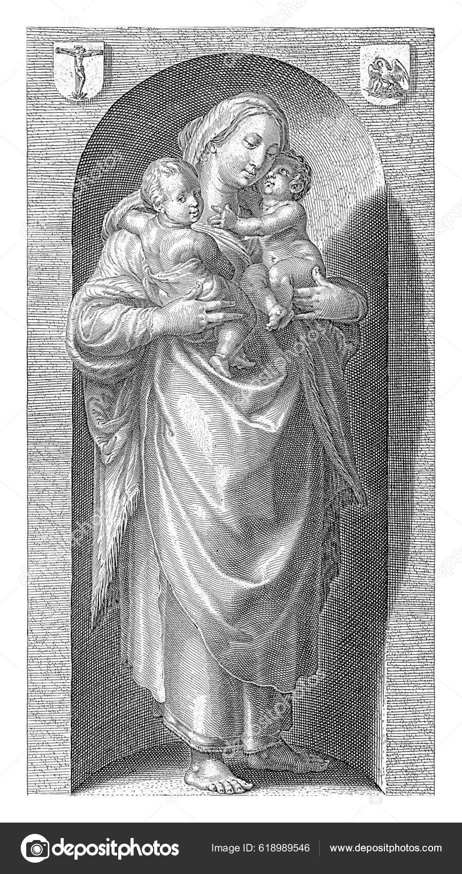 Personification Love Two Children His Arm Standing Niche Stock ...