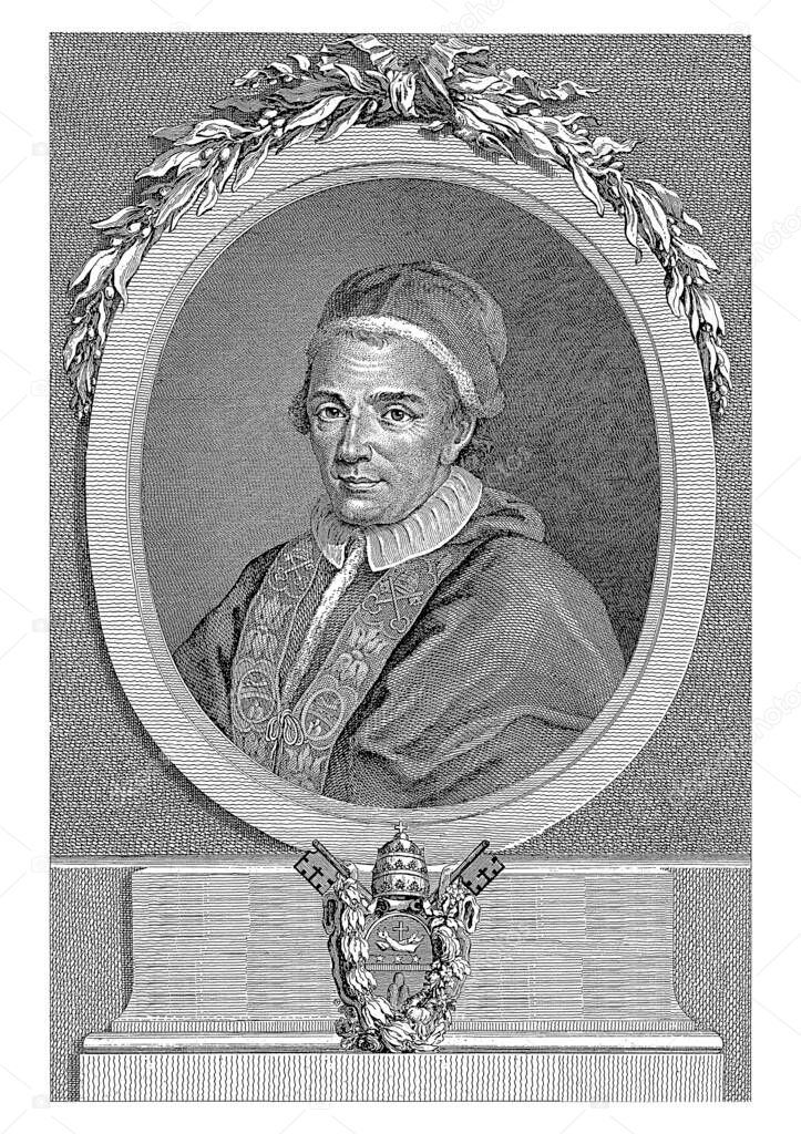 Retrato de Clemente XIV en marco ovalado, Jean-Baptiste Tilliard ...