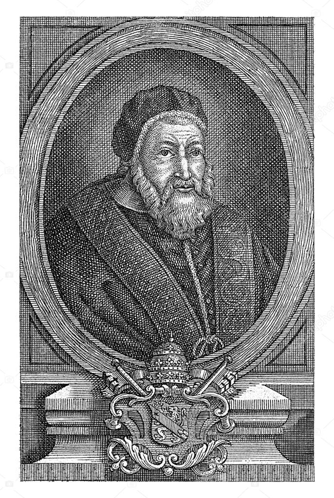 Busto de retrato del Papa Sixto V, vestido con sus túnicas papales ...