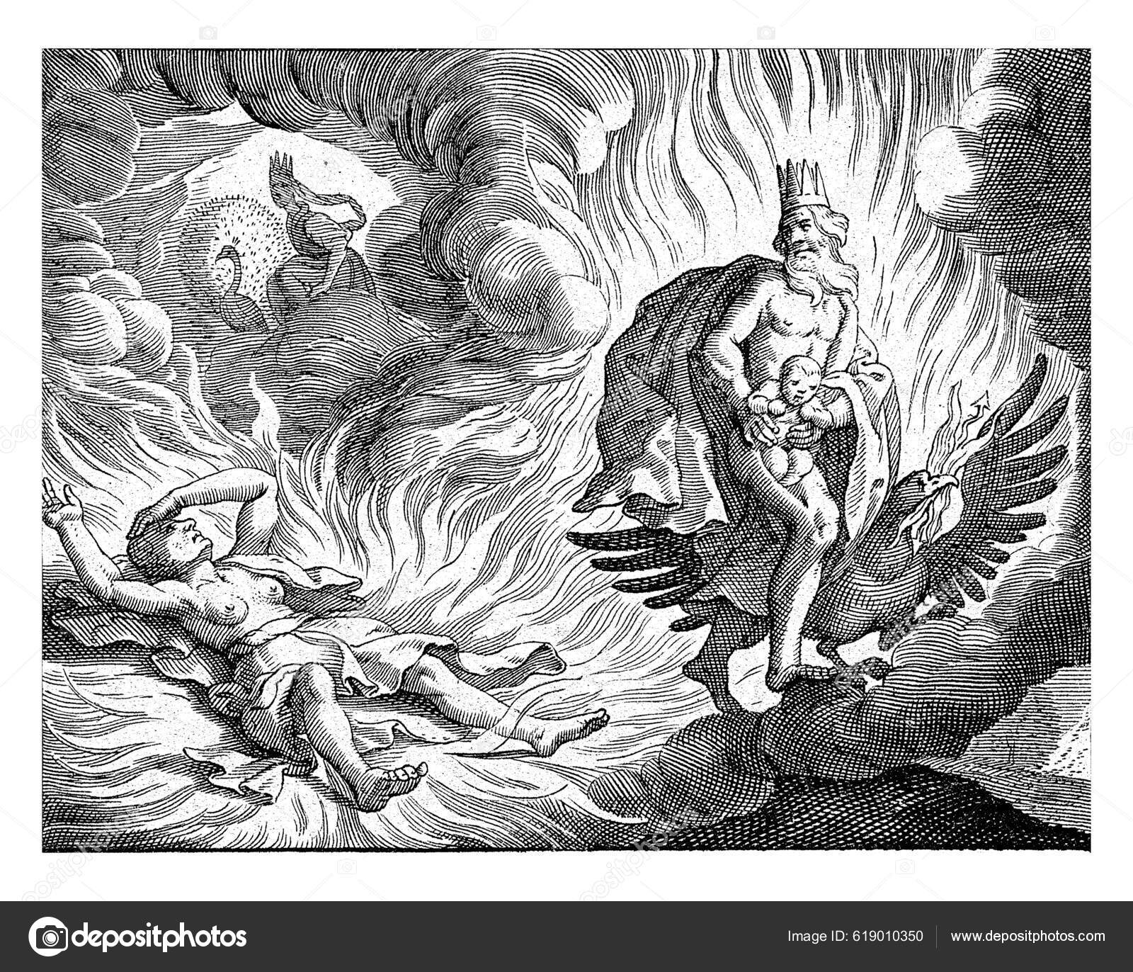 Jupiter Crown His Head Next Him His Attribute Eagle Runs Stock ...