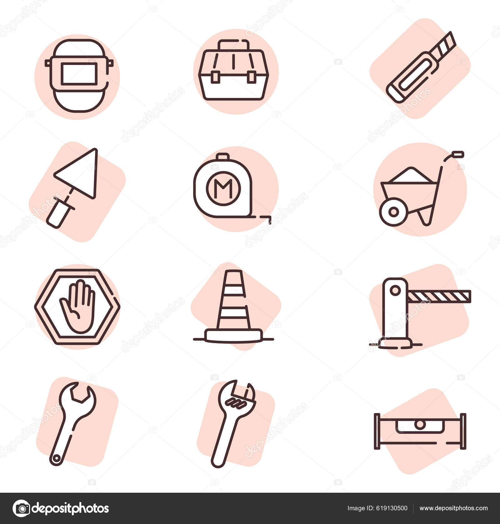 Construction Tools Illustration Icon Vector White Background Stock ...