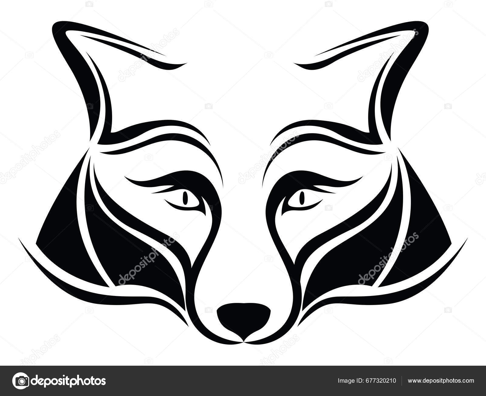 Fox Head Tattoo Tattoo Illustration Vector White Background Stock ...