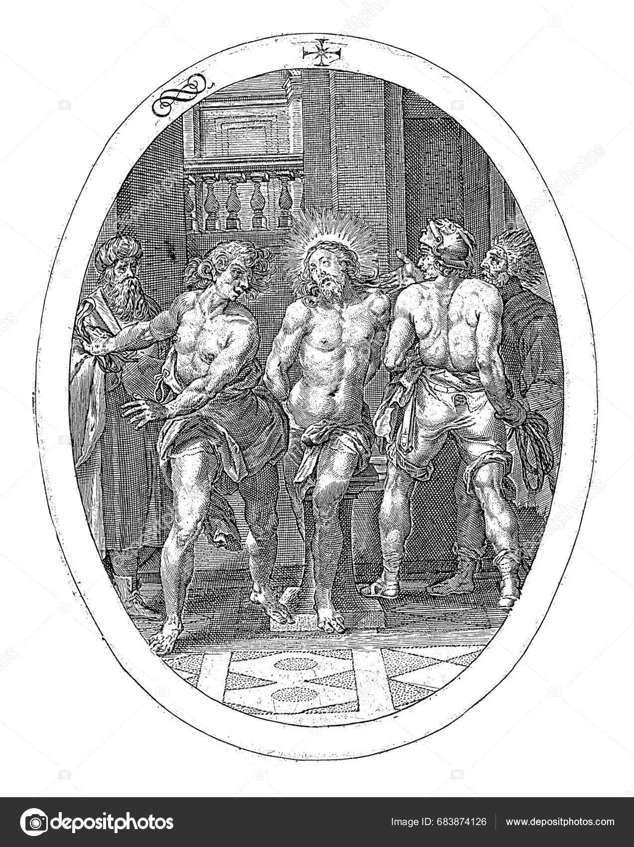 Flagelación Cristo Crispijn Van Passe 1600 Cristo Atado Pilar Azotado ...