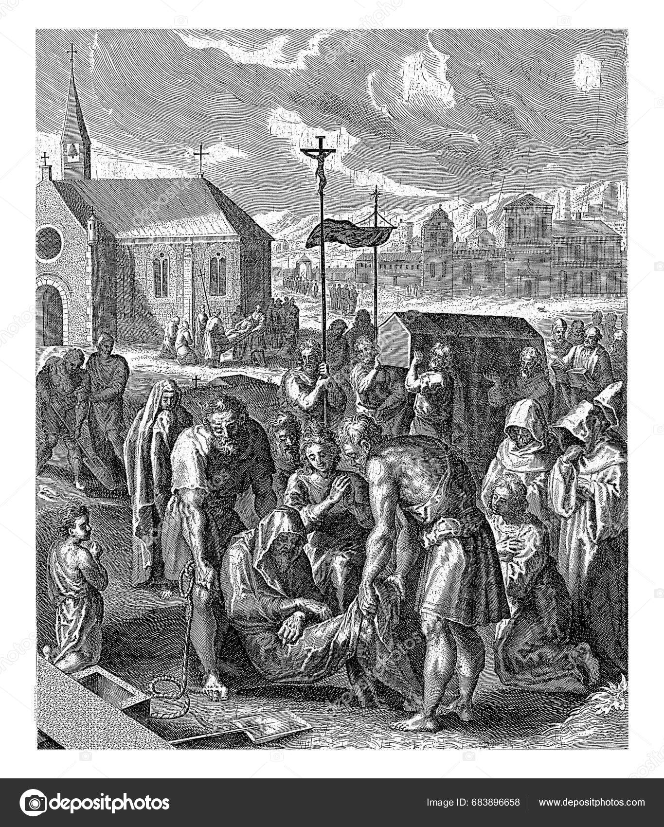 Burying Dead David Custos 1625 1629 Vintage Engraved — Stock Photo ...