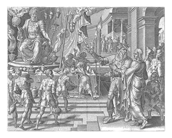 Rey Ciro muestra Daniel la estatua del dios Bel, Philips Galle, después ...