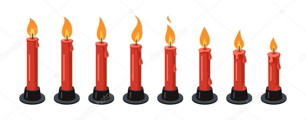 Candle flame for animation. Vector cartoon fire burning. Animated ...
