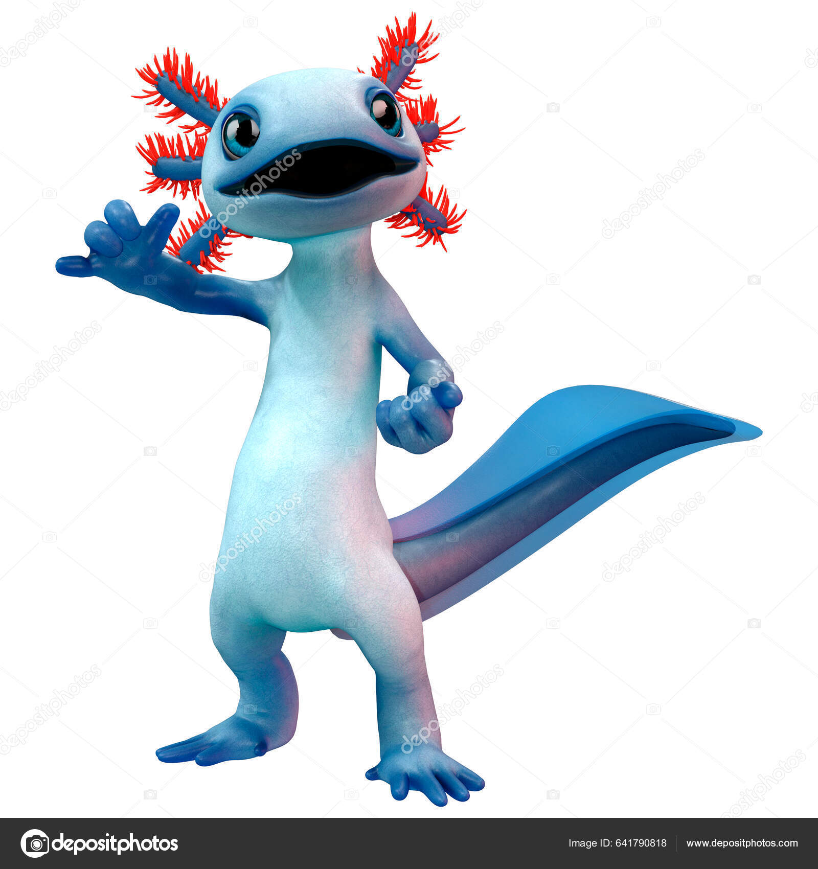 Representación Lindo Axolotl Toon Azul Aislado Sobre Fondo Blanco ...