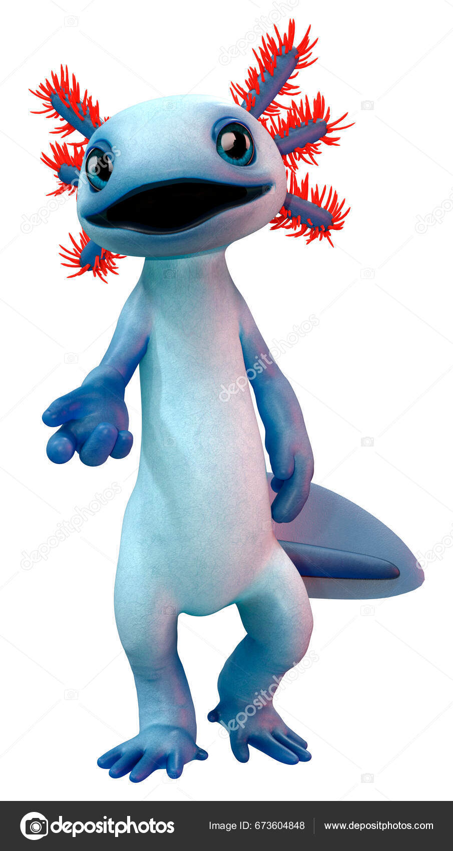 Representación Lindo Axolotl Toon Azul Aislado Sobre Fondo Blanco ...