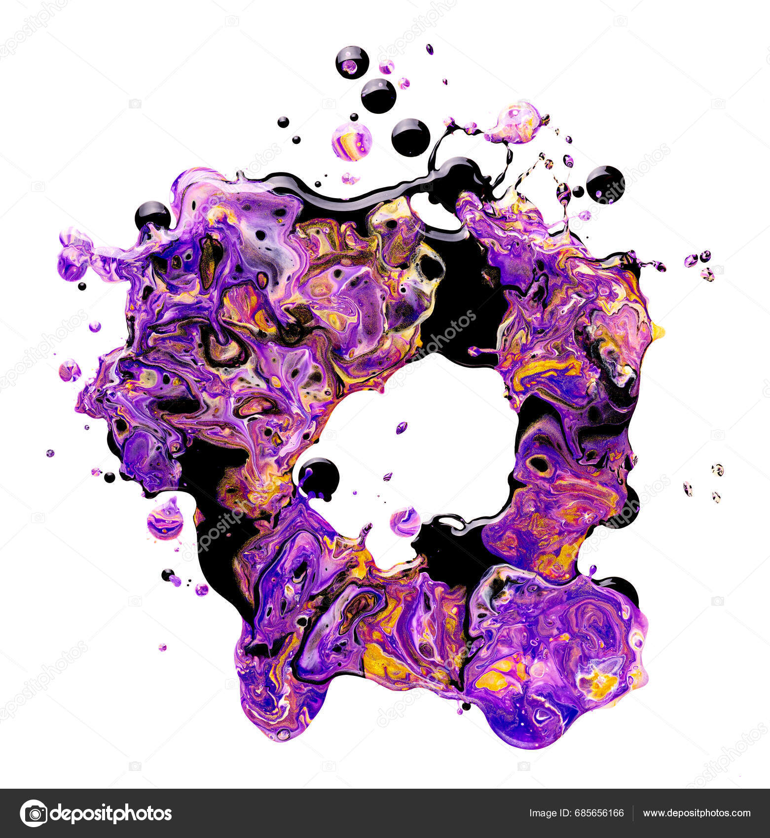 Spilled Paint Marble Texture Isolated White Background — Stock Photo ...