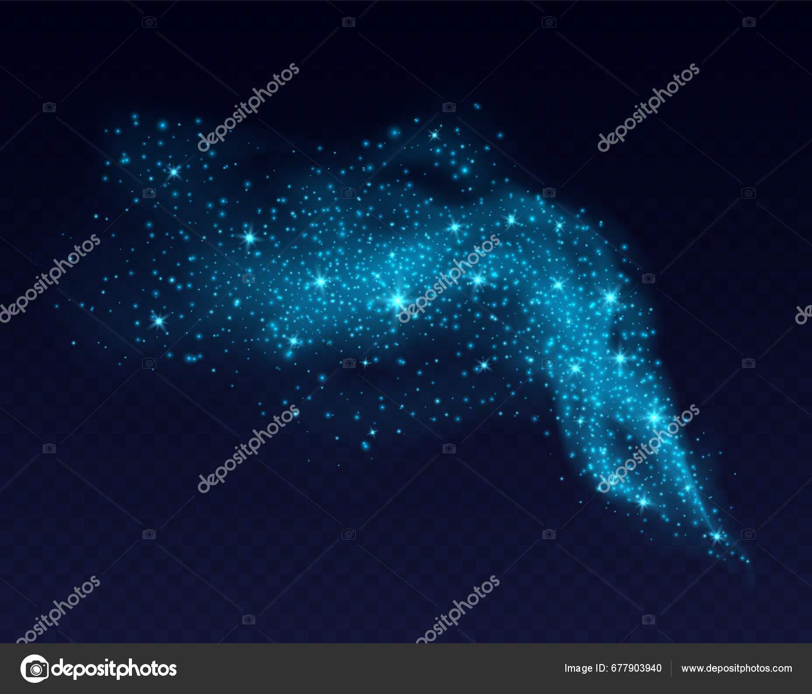 Blue Dust Cloud Sparkles Isolated Dark Background Stardust Sparkling ...