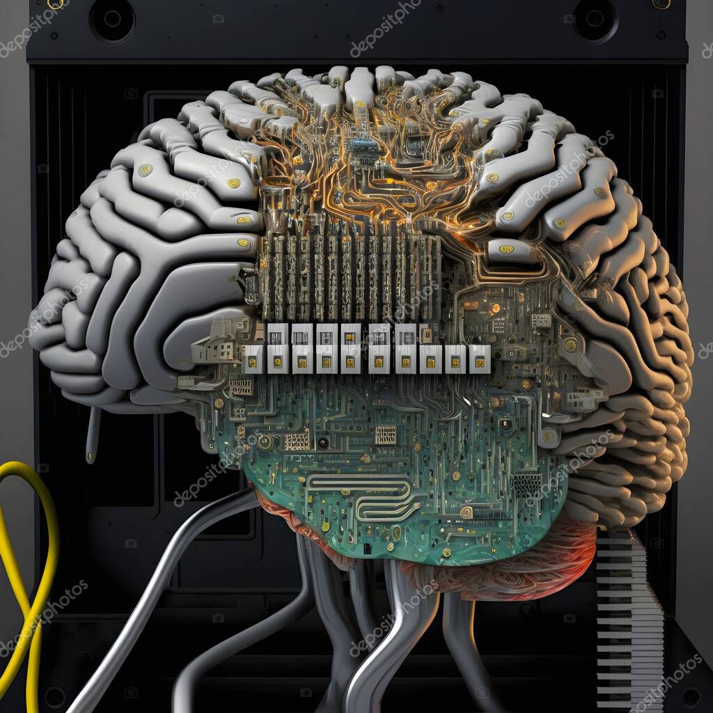 Un prototipo del primer cerebro androide humanoide artificial. Unidad ...