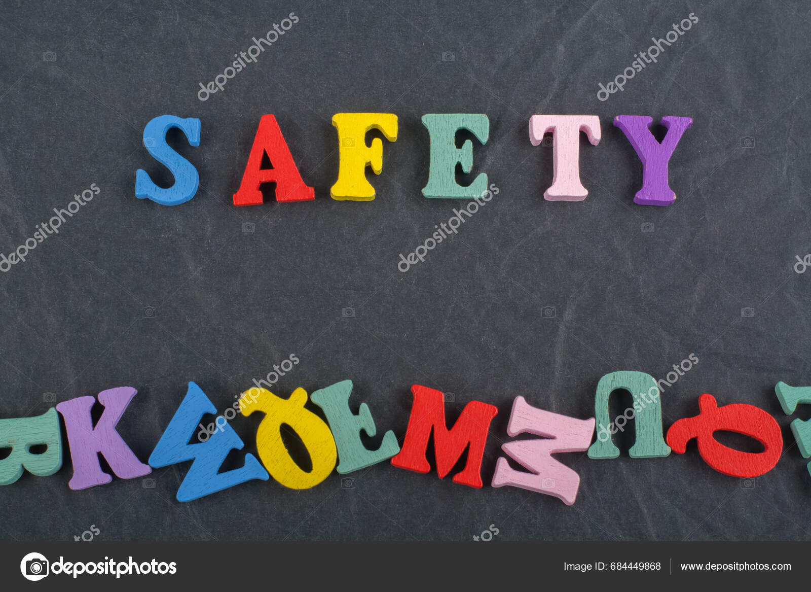 Safety Word Black Board Background Composed Colorful Abc Alphabet Block ...