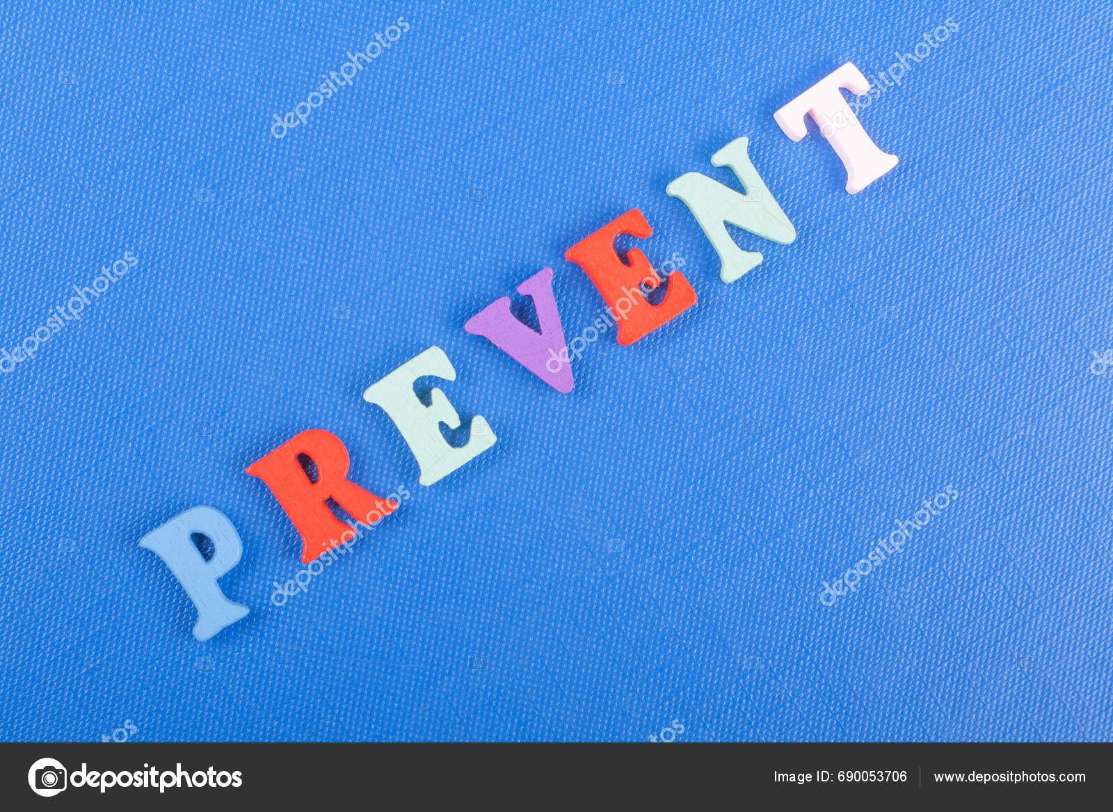 Word Blue Background Composed Colorful Abc Alphabet Block Wooden ...