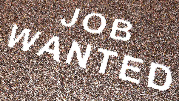 Concept or conceptual large community of people forming JOB WANTED ...