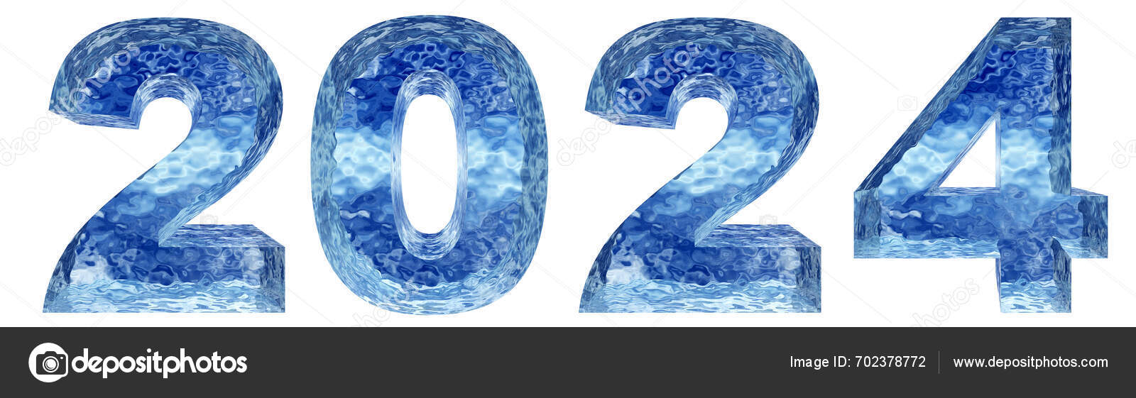 Concept Conceptual 2024 Year Made Blue Ice Font Isolated White — Stock ...