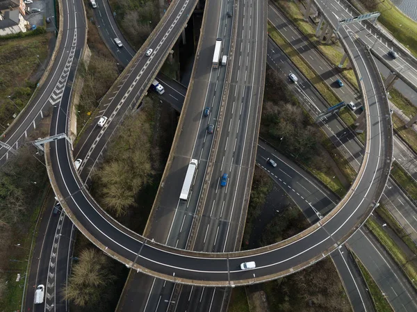 Spaghetti Junction at Rush Hour Aerial View - Stock Image - Everypixel