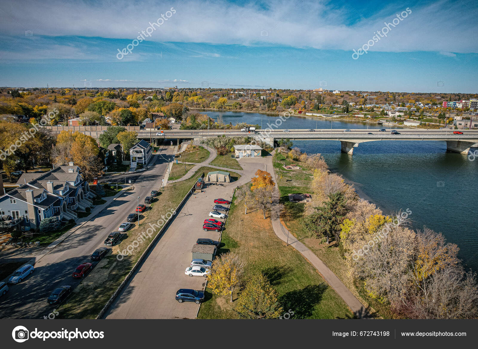Birds Eye View Iconic Nutana Neighborhood Saskatoon Emphasizing Its ...