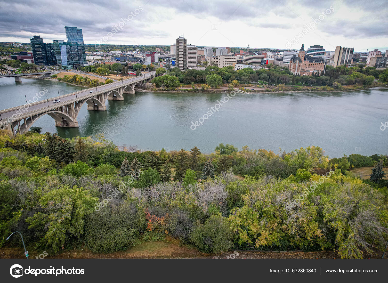 Aerial Spectacle Downtown Saskatoon Revealing Citys Architectural ...