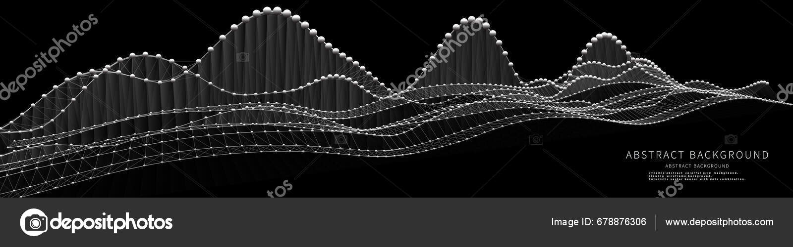 Abstract Background Wavy Graphs White Spheres Lines Grid Technology ...