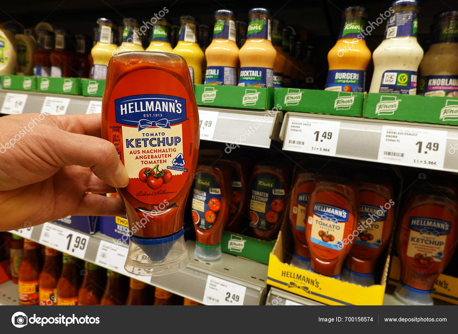 Germany January 2024 Plastic Bottle Hellmans Brand Tomato Ketchup Rewe ...