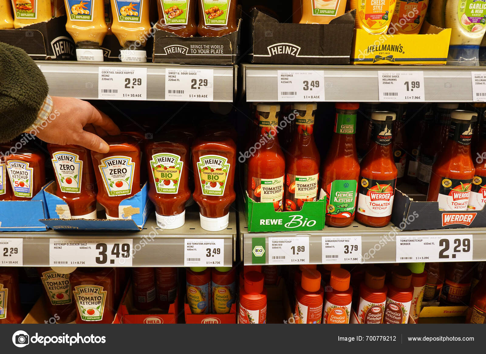Germany January 2024 Various Brands Tomato Ketchup Rewe Supermarket ...
