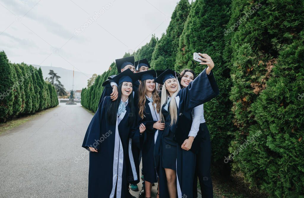 Los graduados celebran los logros en la universidad, capturando ...