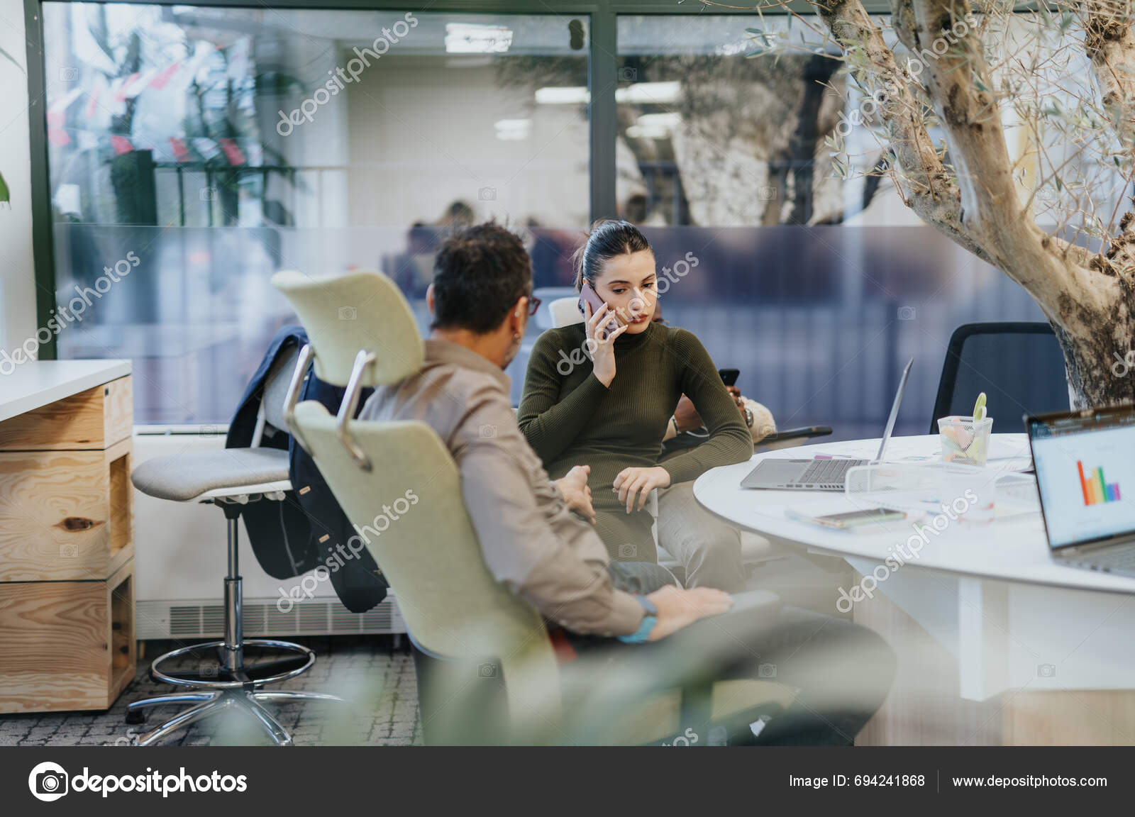 Diverse Group Employees Sitting Office Discussing Ideas Strategizing ...
