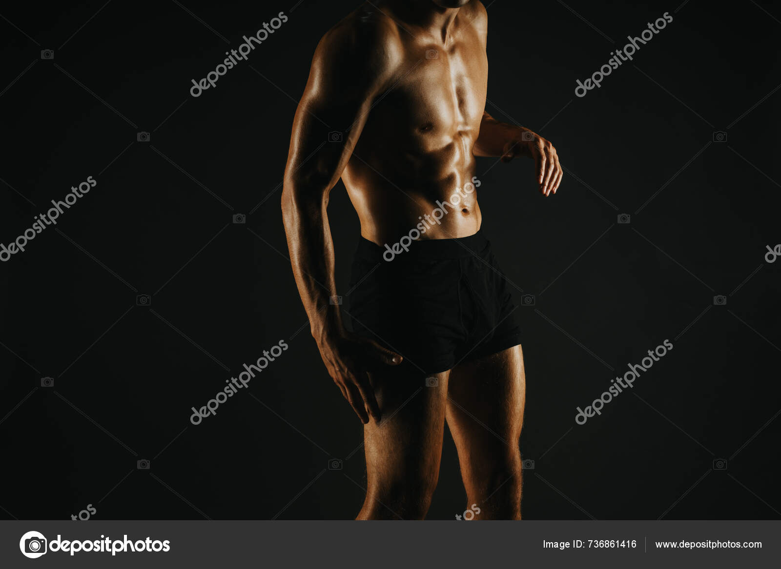 Close Fit Male Torso Highlighting Chiseled Abs Muscular Arms Low ...