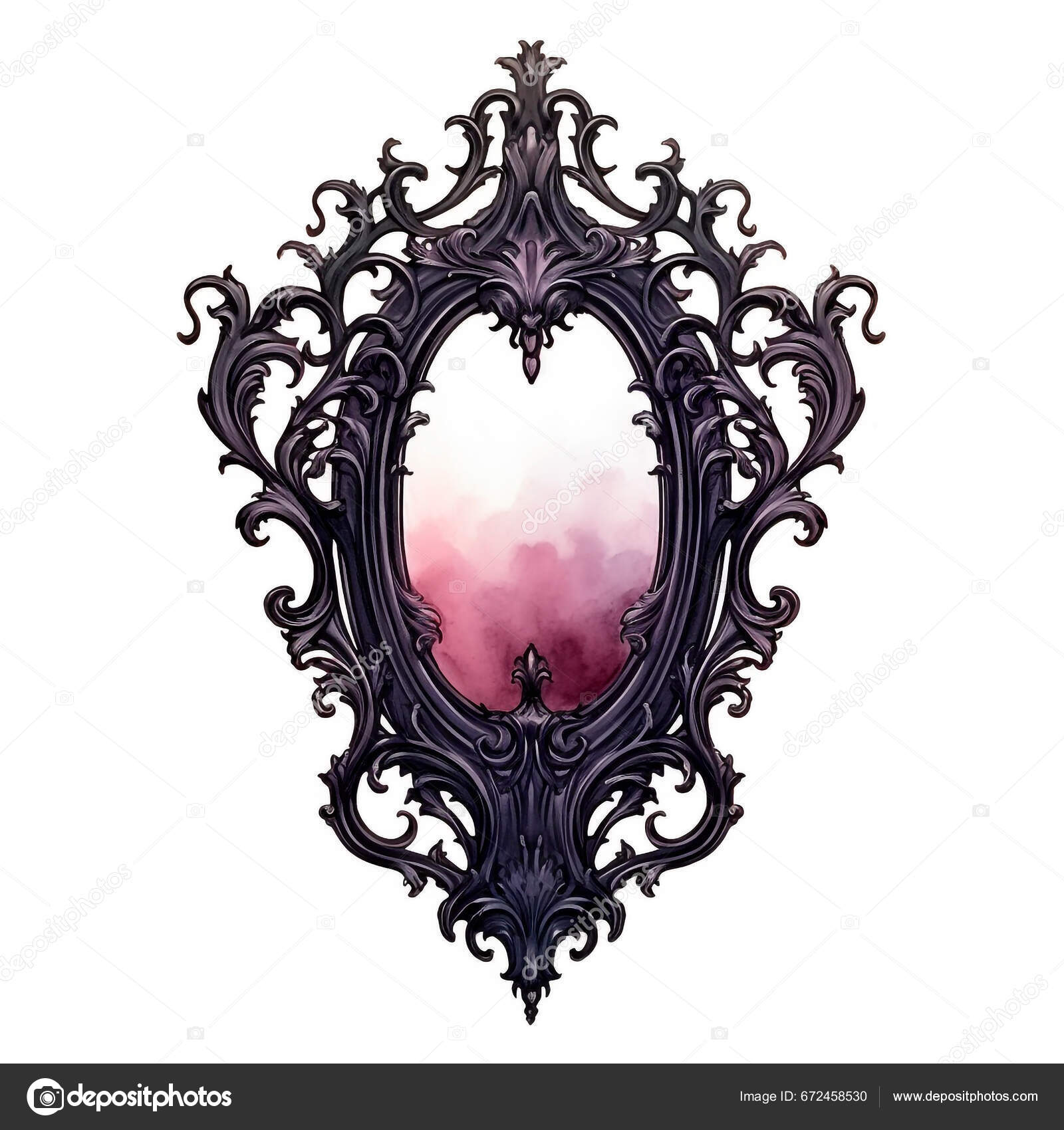 Victorian Gothic Style Frame Dark Watercolor Illustration Invitation ...