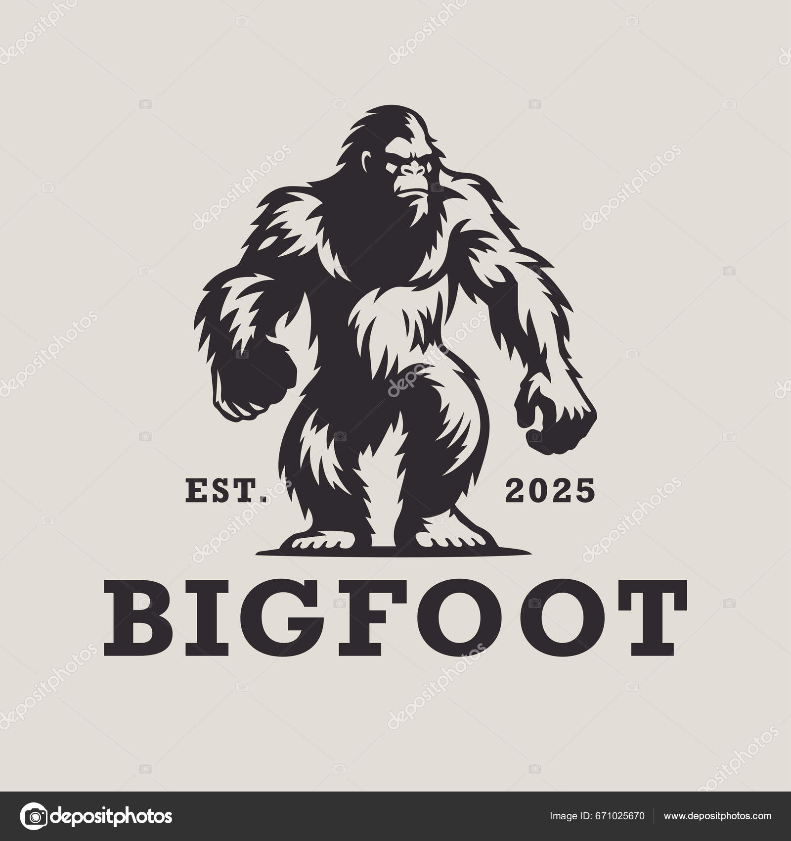 Bigfoot Logo Design Sasquatch Brand Icon Yeti Symbol Wood Ape Stock ...