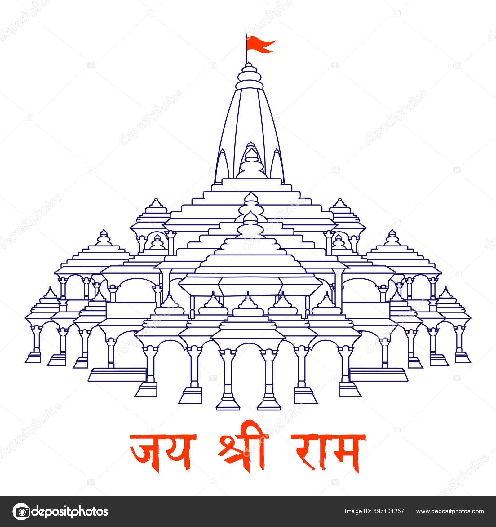 Illustration Religious Background Shri Ram Janmbhoomi Teerth Kshetra Ram Mandir Stock Vector by ...