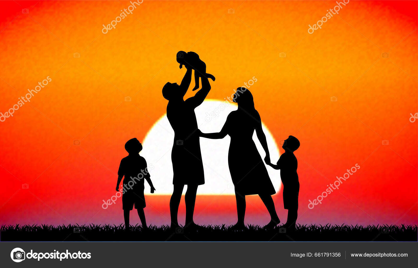 Family Sunset Vector Illustration Stock Vector by ©matc 661791356