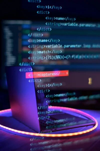 SEO optimization. Modern tech. PHP syntax highlighted. Writing ...