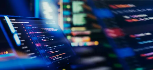 Programación de código abstracto de la pantalla del desarrollador de ...