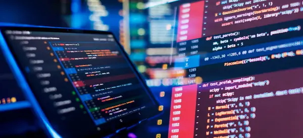 Programación de código abstracto de la pantalla del desarrollador de ...