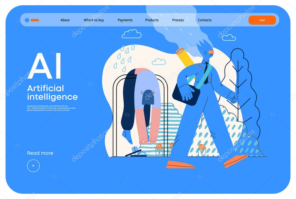 Ilustración de inteligencia artificial. Trabajo moderno vector plano ...