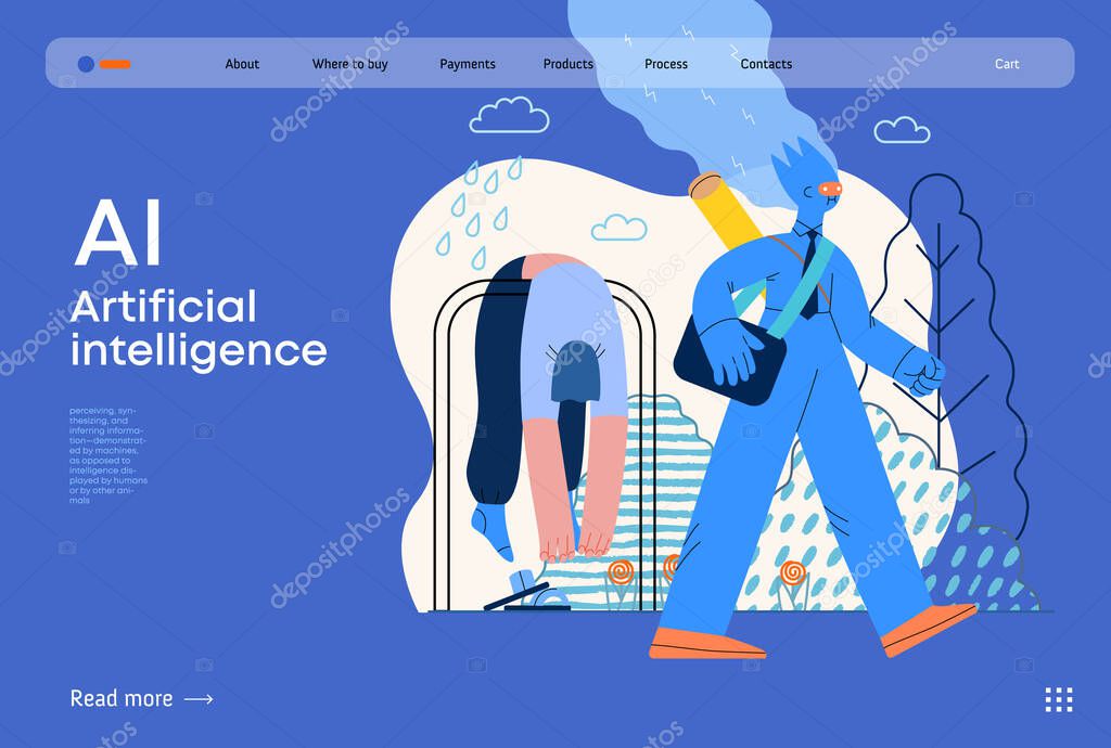 Ilustración de inteligencia artificial. Trabajo moderno vector plano ...