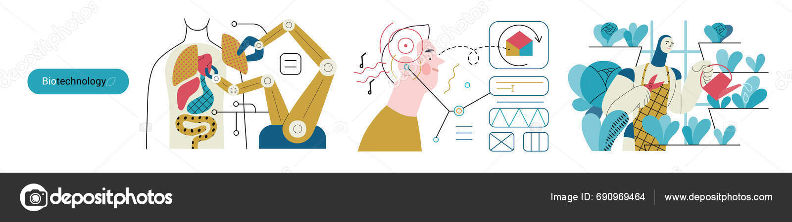 Bio Technology Modern Flat Vector Concept Illustration Improving ...