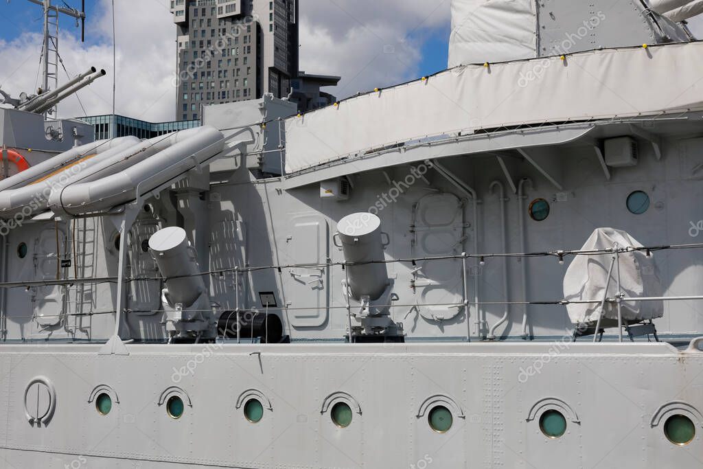 Gdynia, Poland - May 27, 2022: Fragment of warship Blyskawica, Polish ...