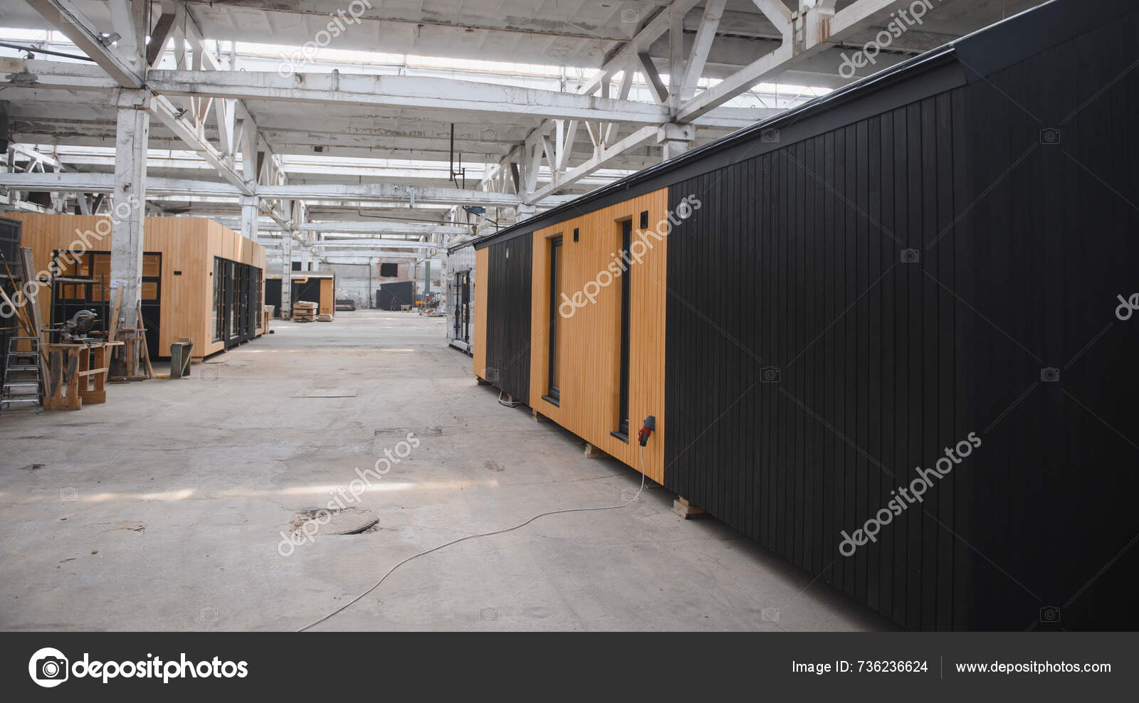 New Wooden Modular Prefabricated House Manufacturing Facility — Stock ...