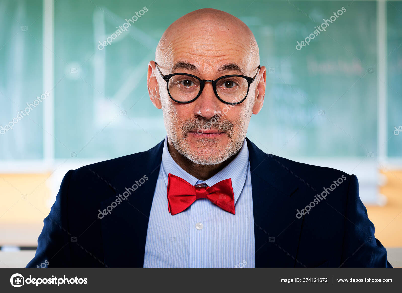 Mid Aged Math Professor Standing Front Blackboard Classroom Male ...
