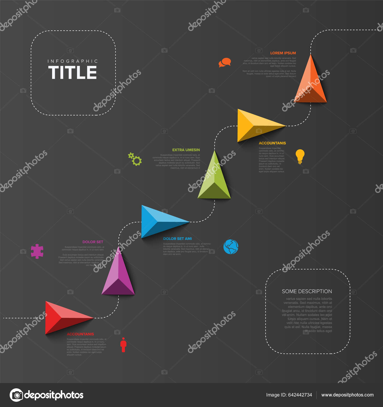 Vector Dark Infographic Stairs Steps Company Milestones Timeline ...
