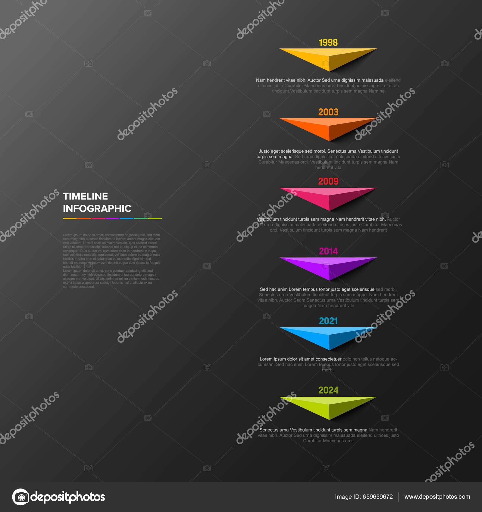 Plantilla Informe Línea Tiempo Infografía Vectorial Colorida Con Seis ...