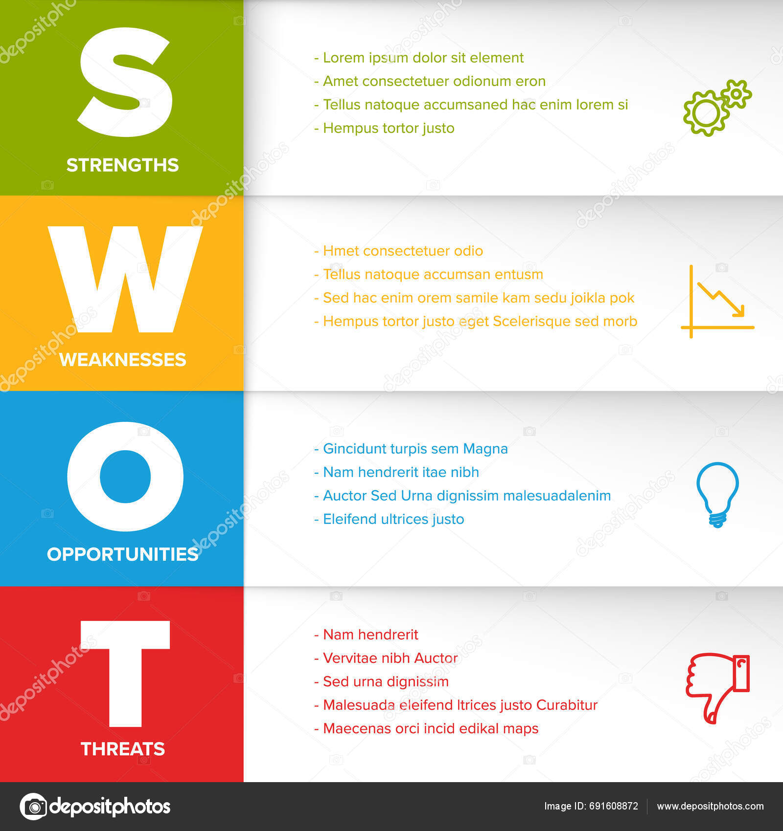 Image vectorielle Modèle Schéma Swot Couleur Pour Votre Analyse Suffit ...