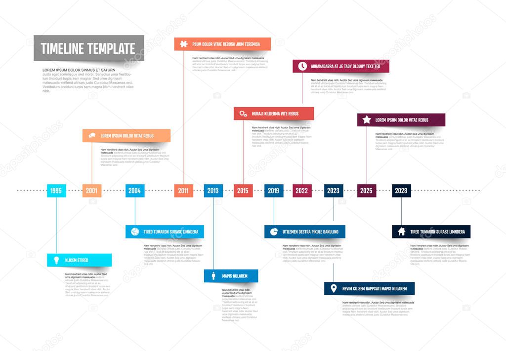 Plantilla de línea de tiempo horizontal cuenta con un diseño colorido ...