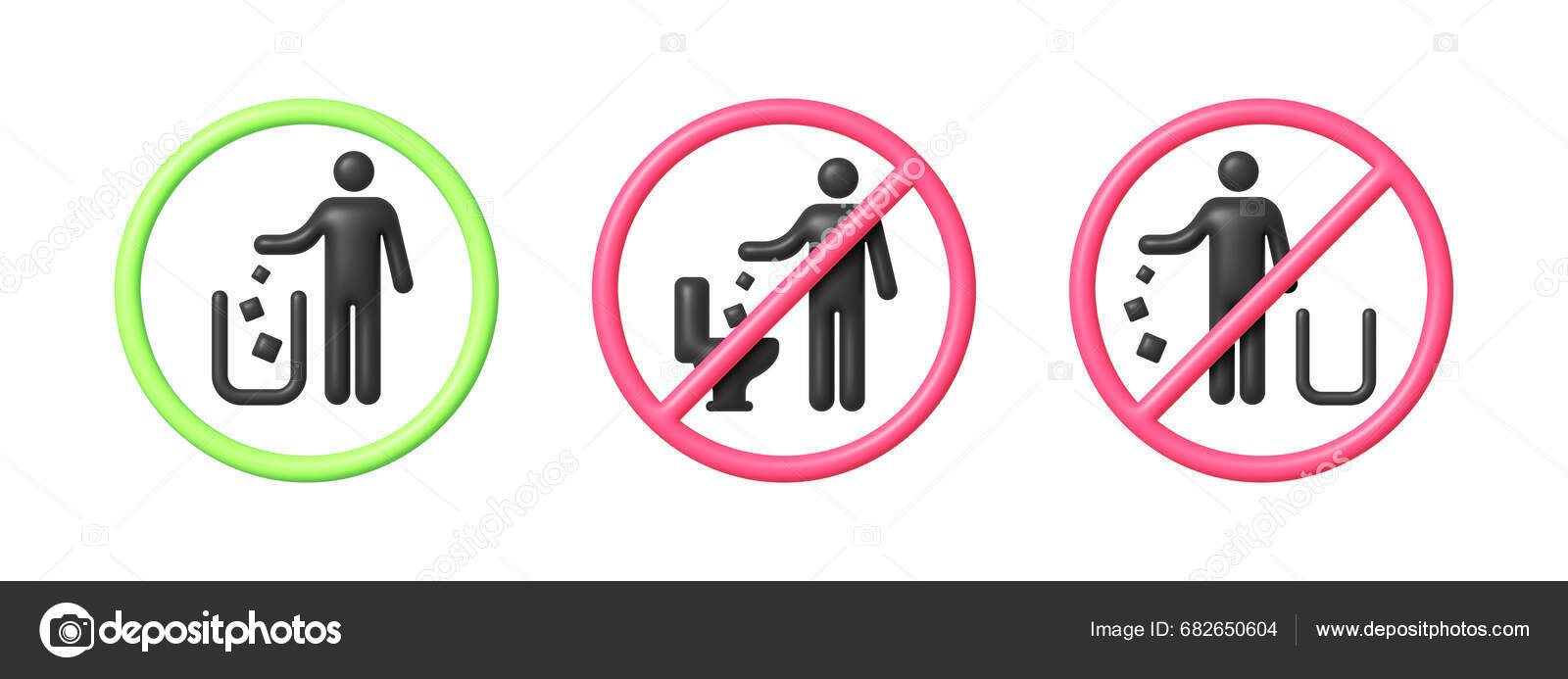 Trash Sign Set Great Design Any Purposes Set Litter Sign Stock Vector ...