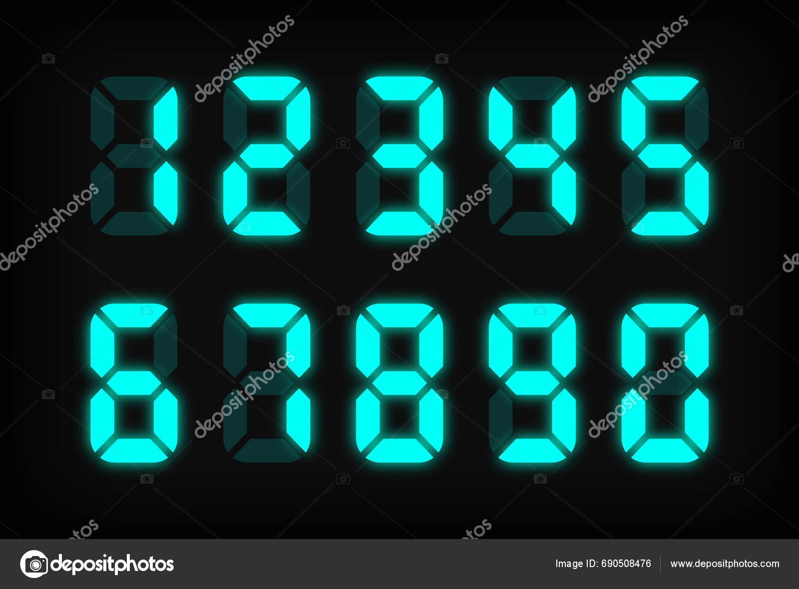 Blue Digital Numbers Light Background Electronic Figures Light Green ...